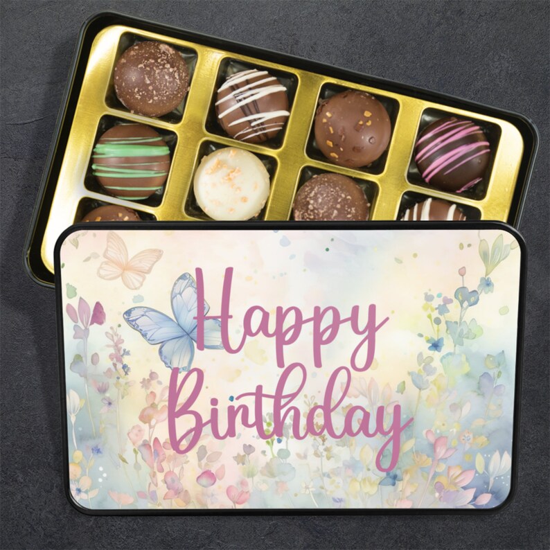 Happy Birthday Butterfly Truffle Box Assorted Flavors in - Etsy