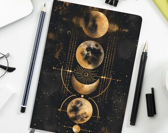 Magical Moon Spiral Notebook, Witchcore Gift, Dark Mystic Moon Notebook ...