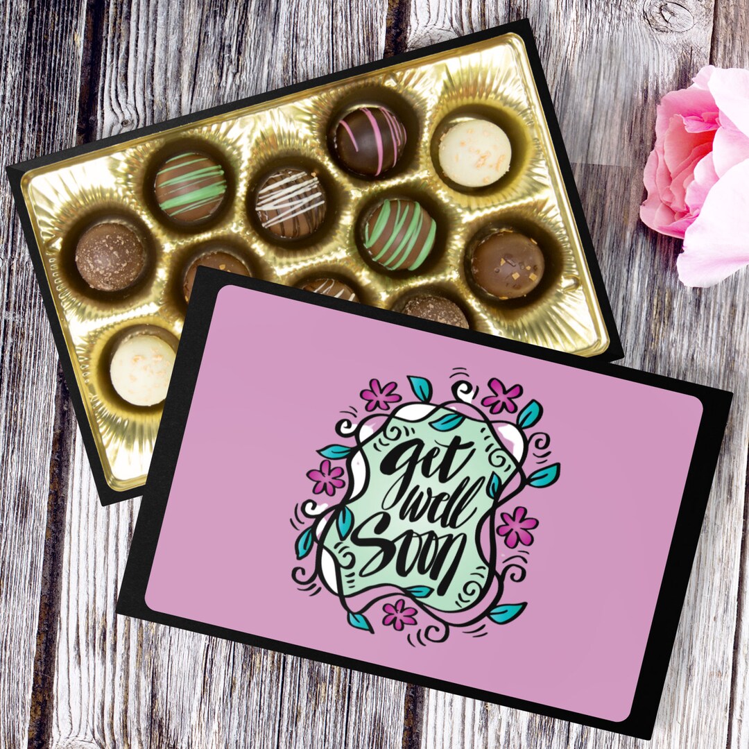 Get Well Soon Gift Box of 12 Chocolate Truffles, Cancer Support Gifts ...