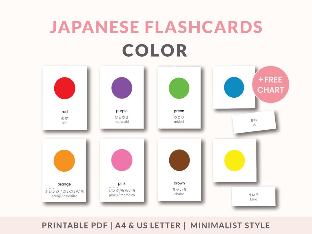 Japanese Color Flashcards: Hiragana for Beginners (PDF) - Etsy