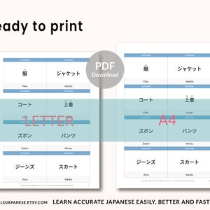 Japanese Flashcards for Body and Clothing Vocabulary | Learn Japanese ...