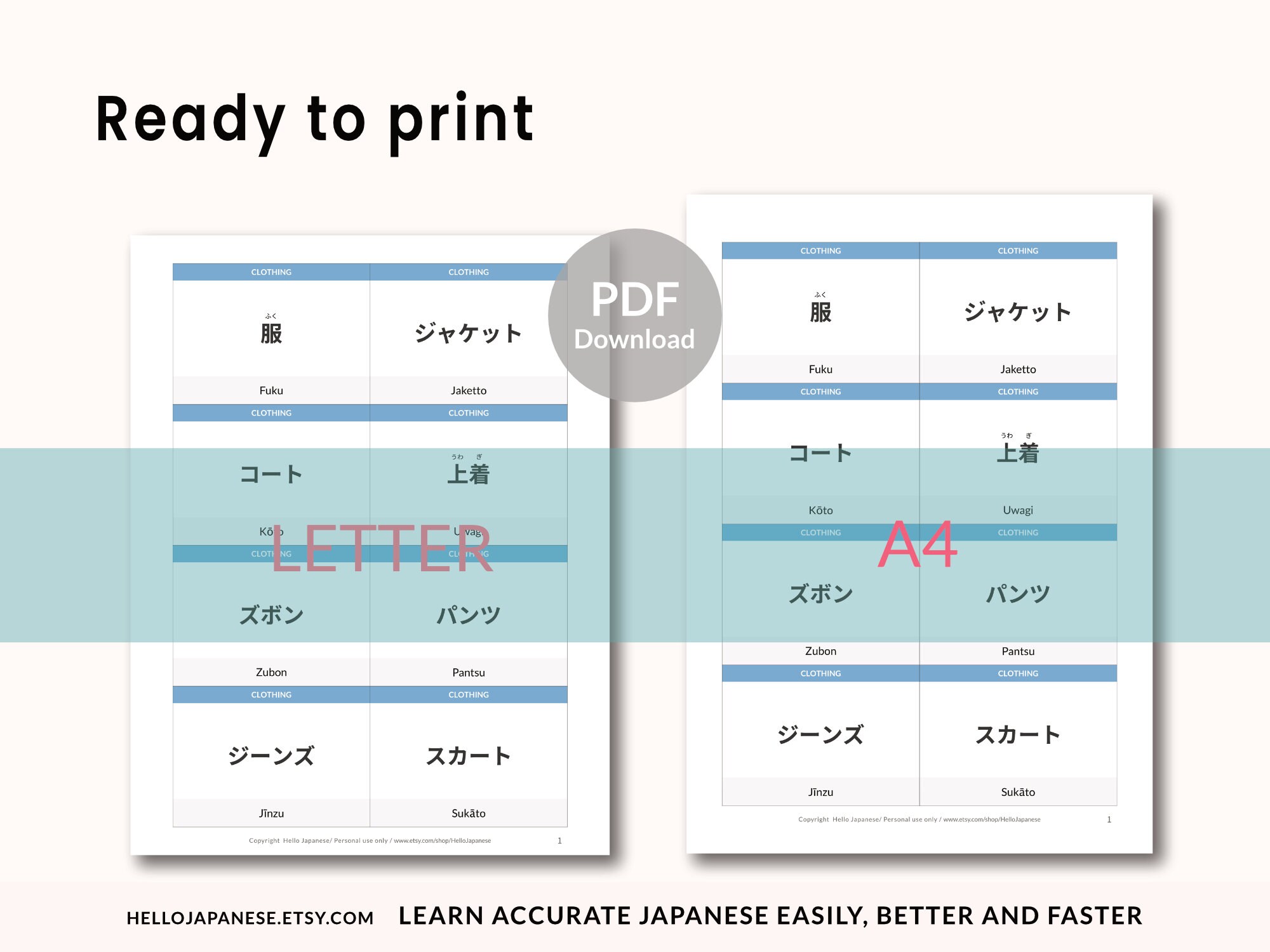 Japanese Flashcards for Body and Clothing Vocabulary Learn Japanese ...