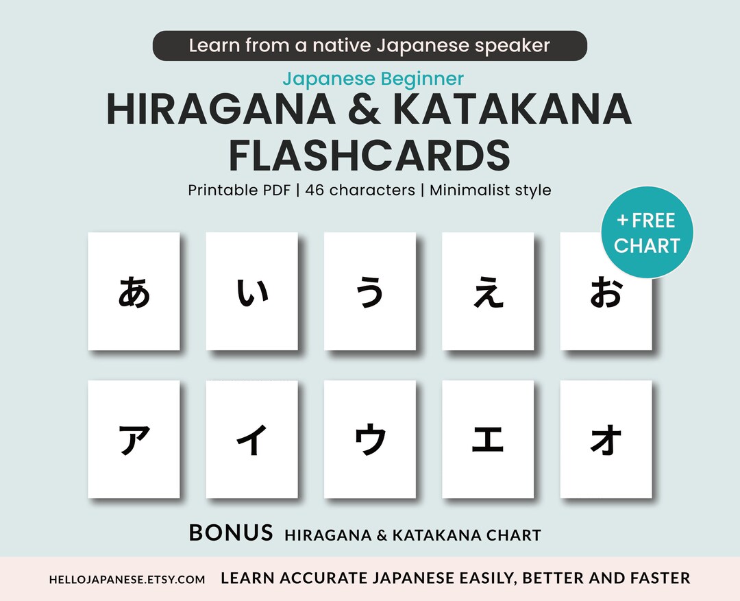 Hiragana & Katakana Flashcards Learn Japanese Characters Easily - Etsy
