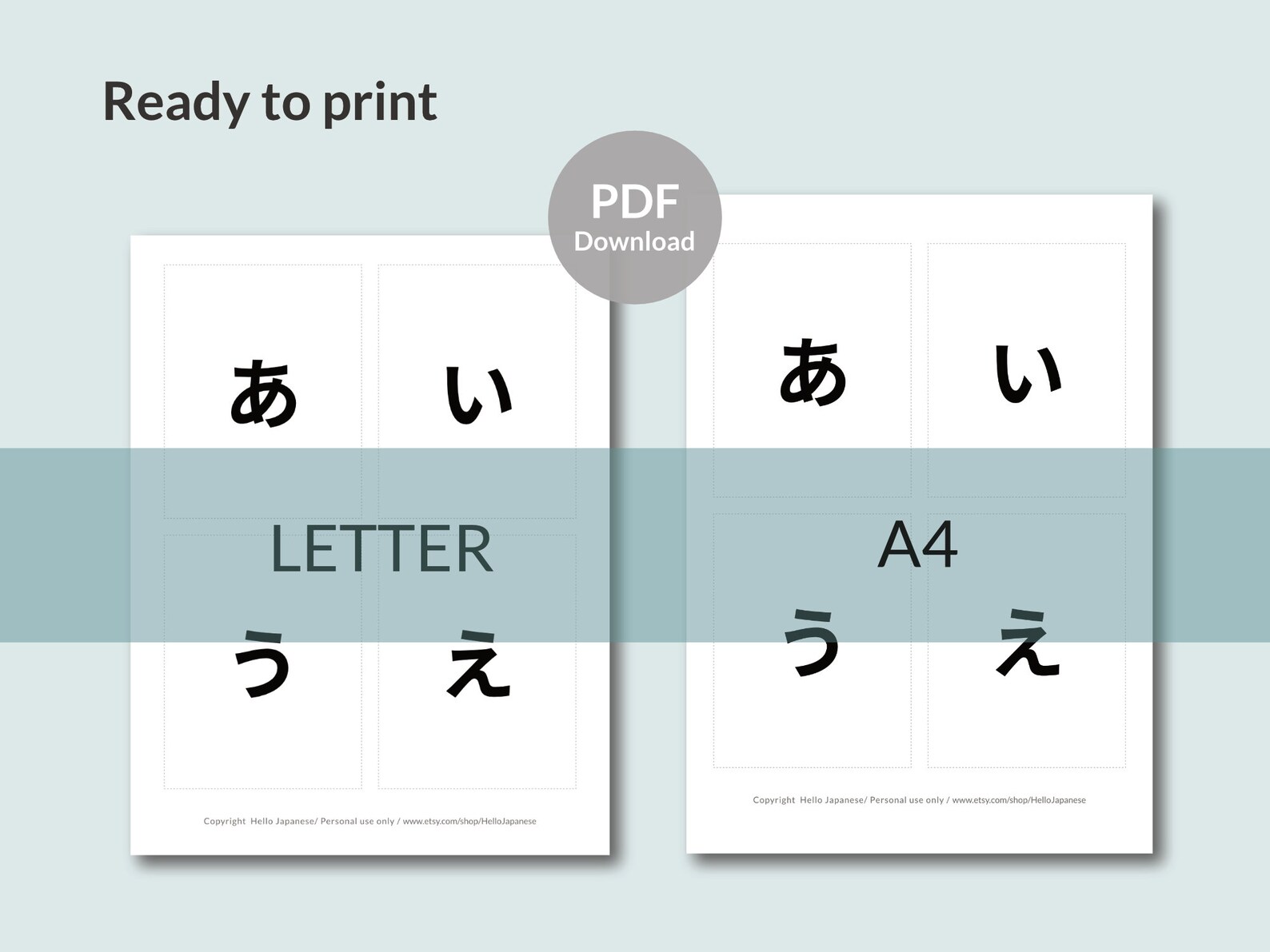 Japanese Alphabet Hiragana Flashcards for Beginner, Basic + Dakuon ...