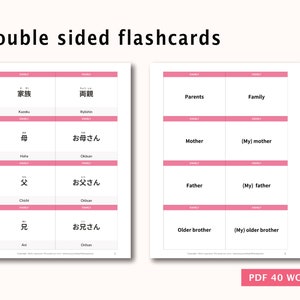 Japanese Vocabulary Flashcards PDF, Learn Japanese Family Words ...