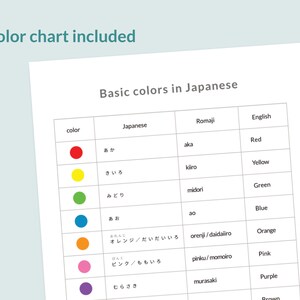 Japanese Color Flashcards, Printable Flash Cards, Learn Japanese Colour ...