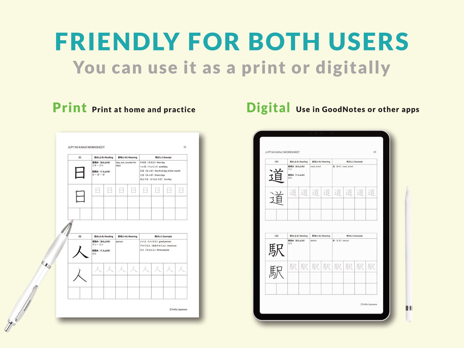 JLPT N5 Japanese Kanji Worksheets - Etsy