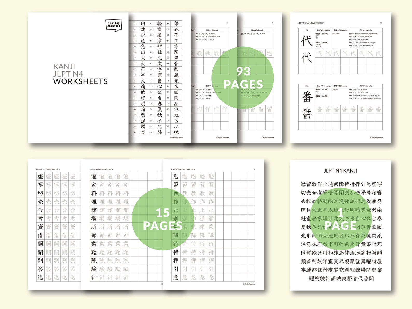 JLPT N4 Japanese Kanji Worksheets - Etsy