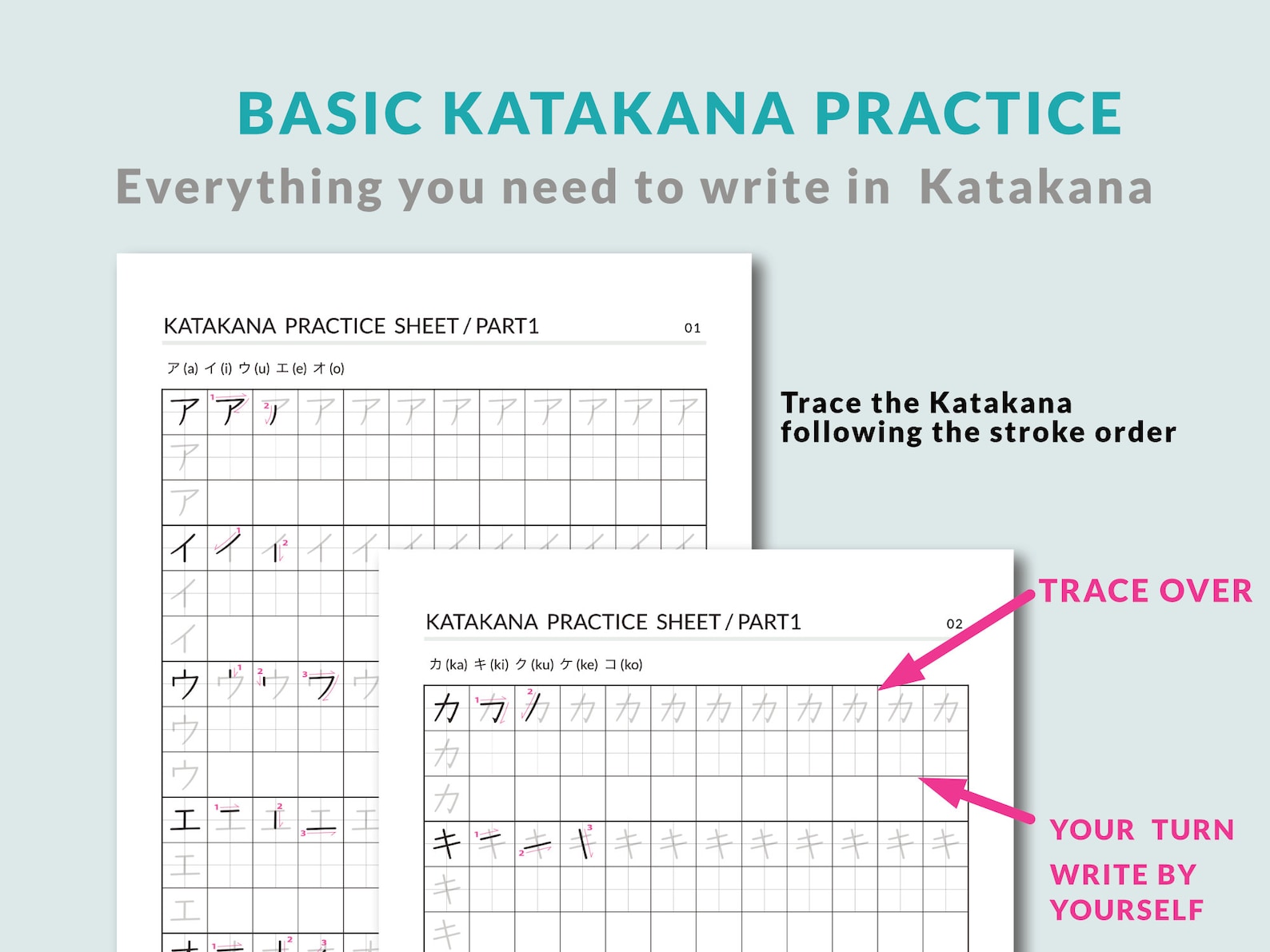 Japanese Katakana Practice Bundle - Etsy
