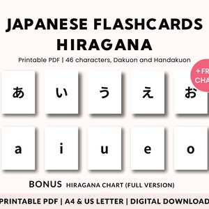 Japanese Alphabet Hiragana Flashcards for Beginner, Basic + Dakuon ...