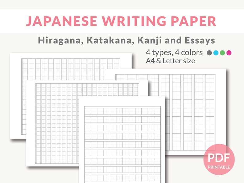 Japanese Writing Paper PDF Hiragana Katakana Kanji Practice - Etsy