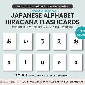 Japanese Alphabet Hiragana Flashcards for Beginner, Learn Japanese ...