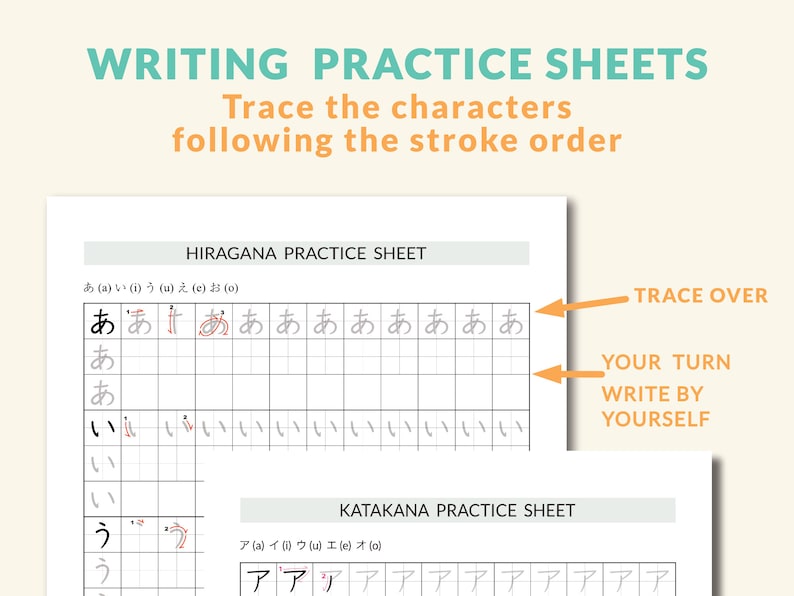 Japanese Hiragana Katakana Writing Practice - Etsy