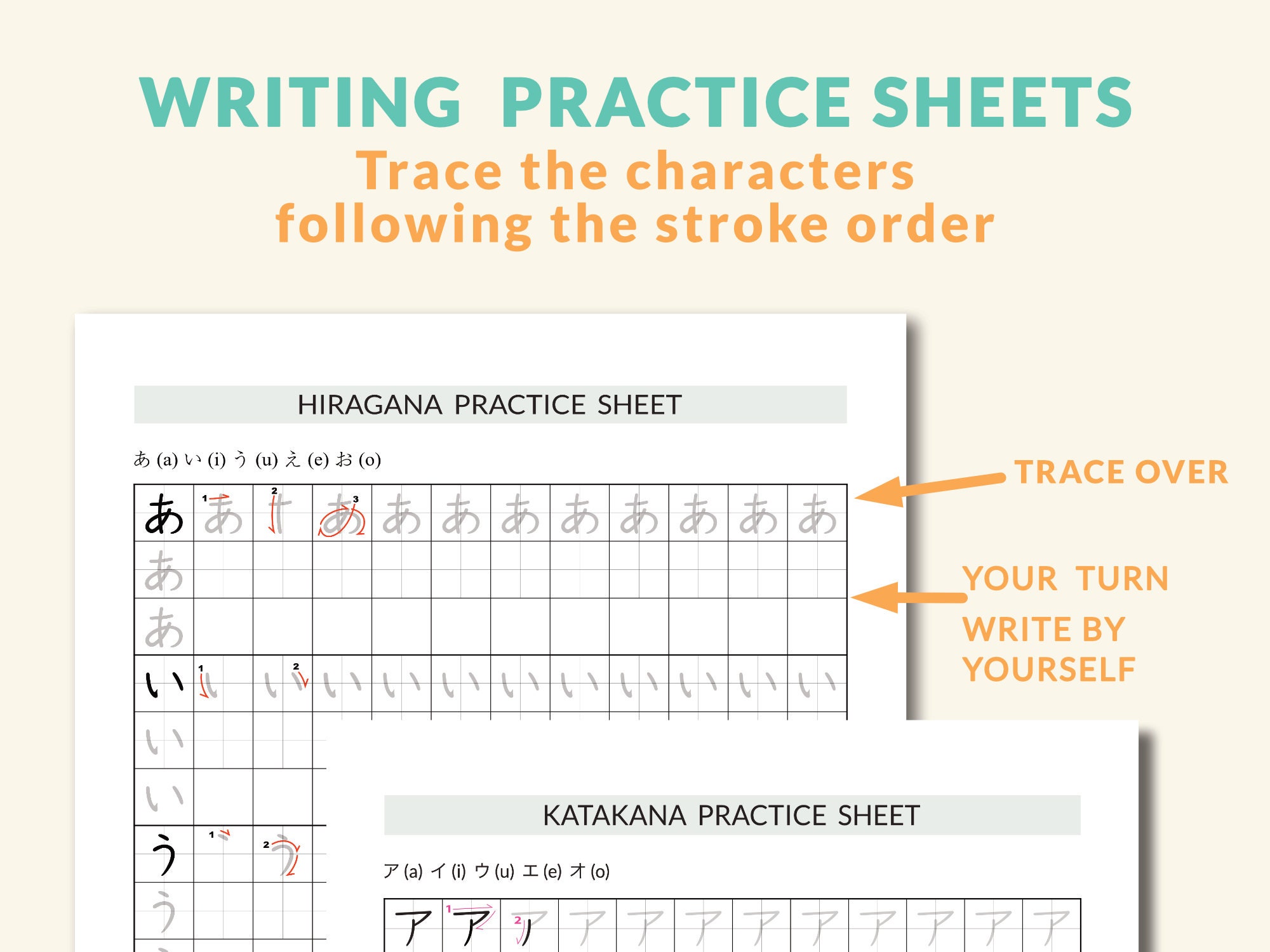 Japanese Hiragana Katakana Writing Practice - Etsy