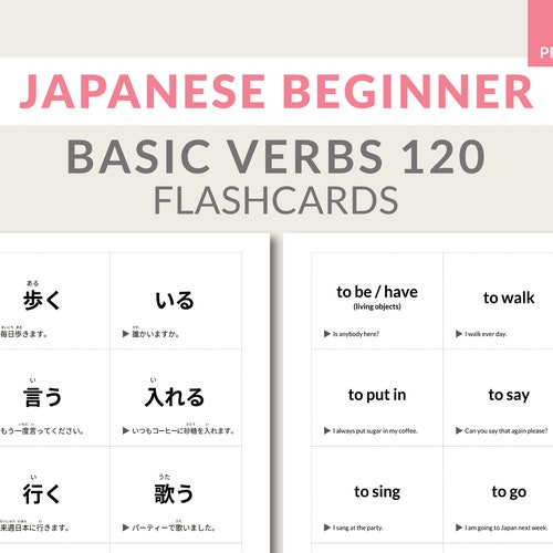 Japanese Verbs Conjugation Chart for Beginners - Etsy