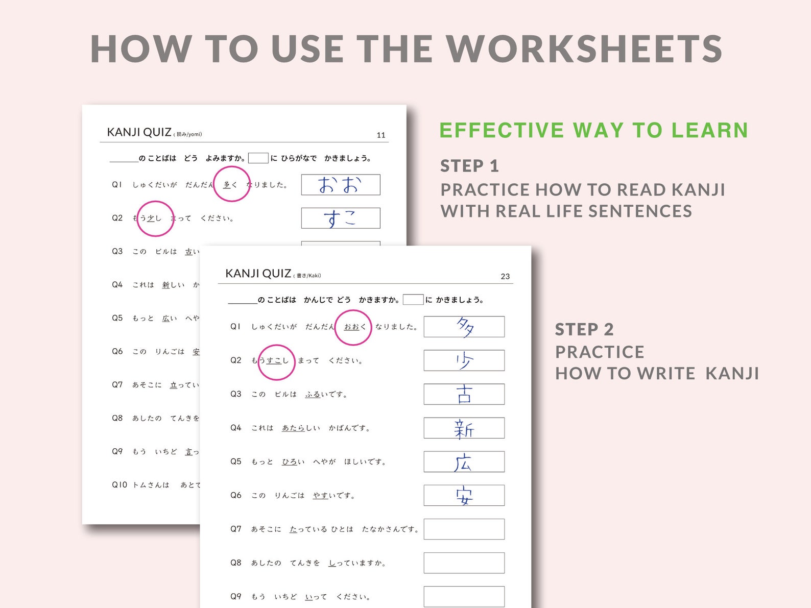 Japanese Kanji Quiz Worksheets JLPT N5 Level - Etsy