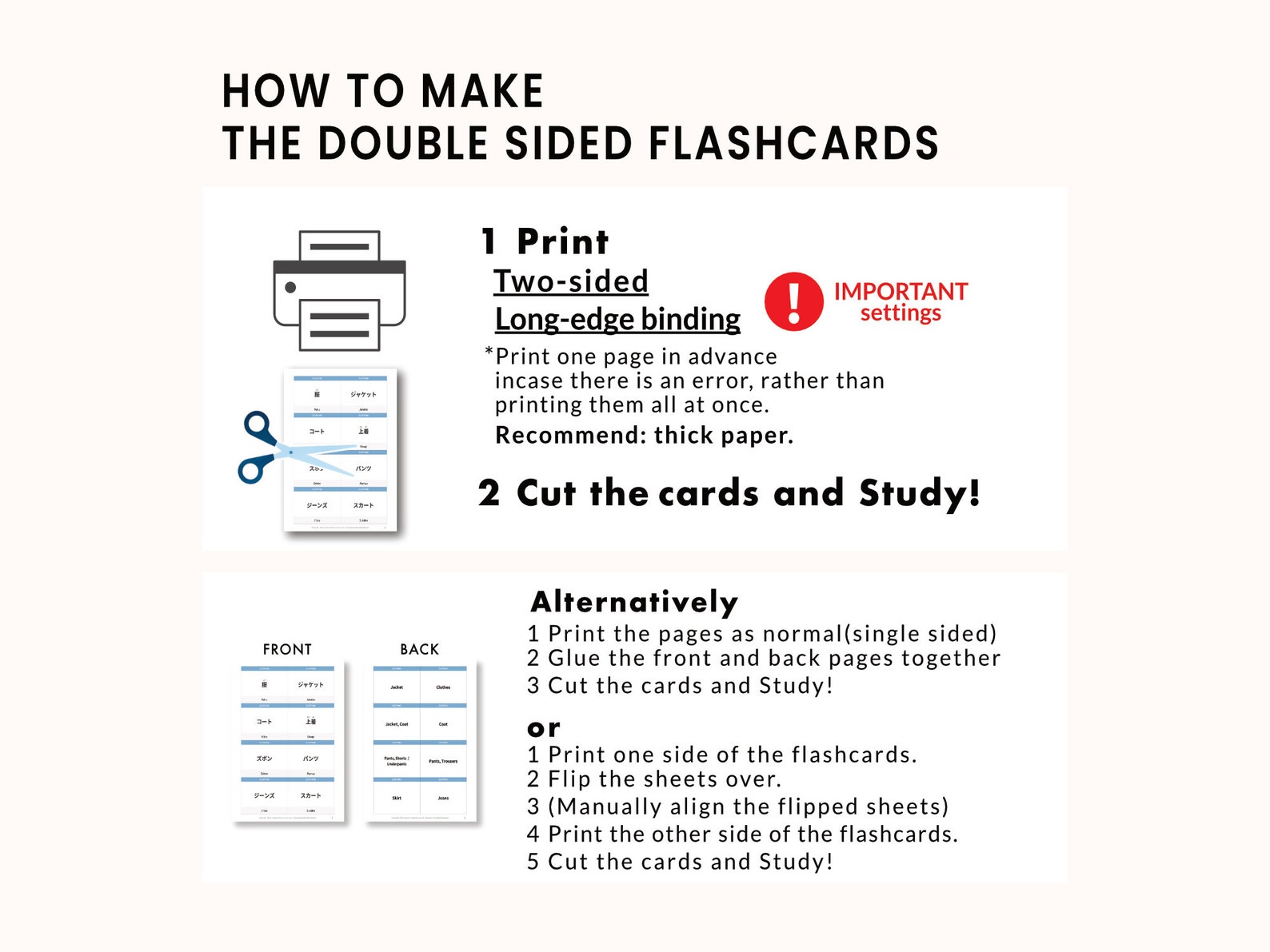 Japanese Flashcards for Body and Clothing Vocabulary Learn Japanese ...