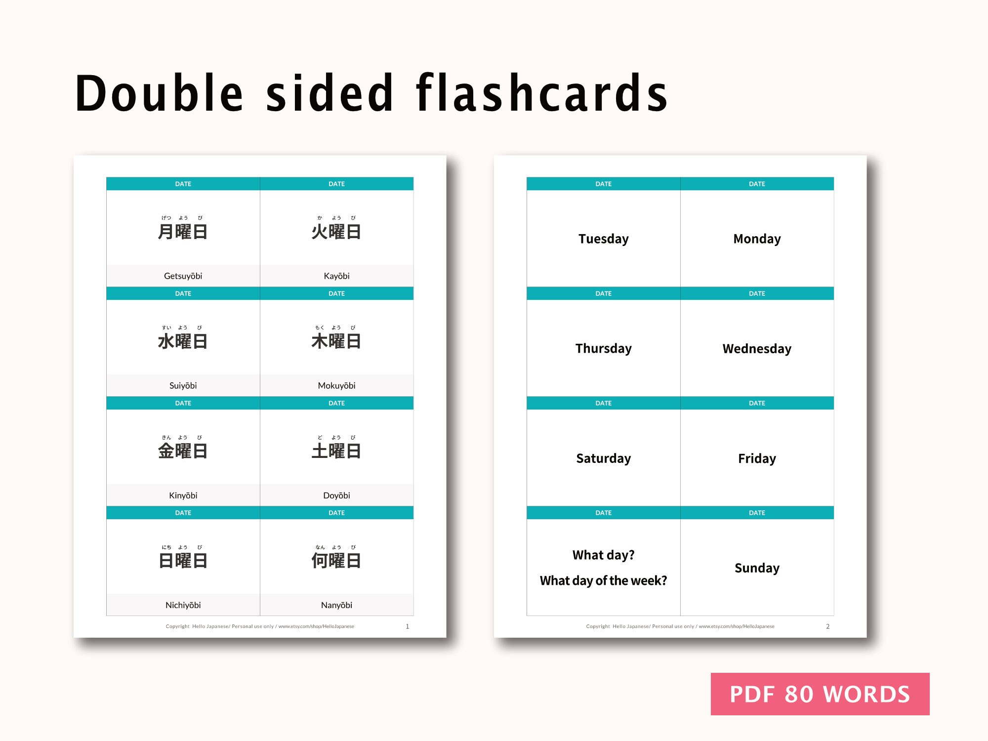 Japanese Flashcards, Learn Japanese Dates Easily, Vocabulary Cards ...