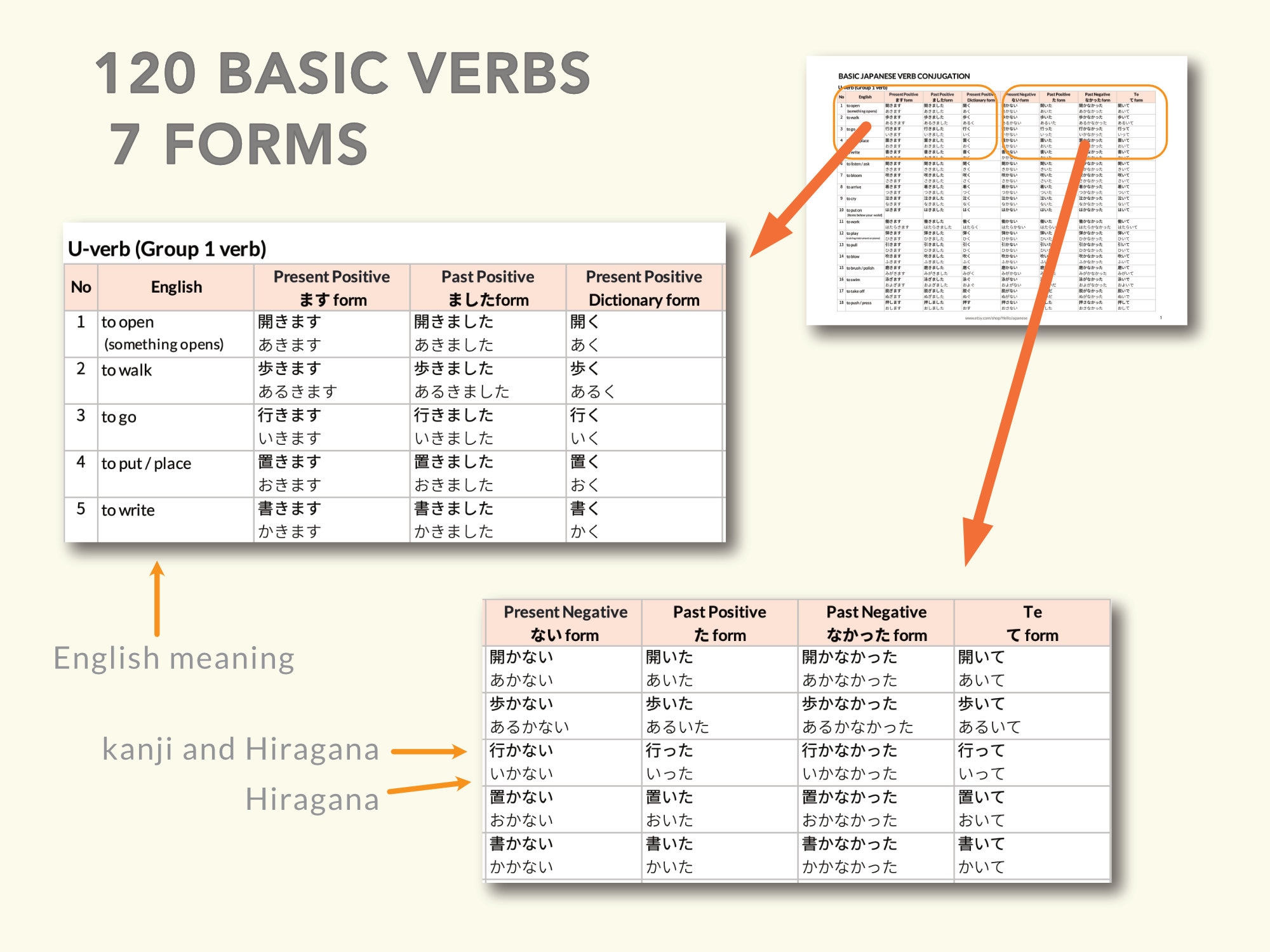 Japanese Verbs Conjugation Chart for Beginners - Etsy
