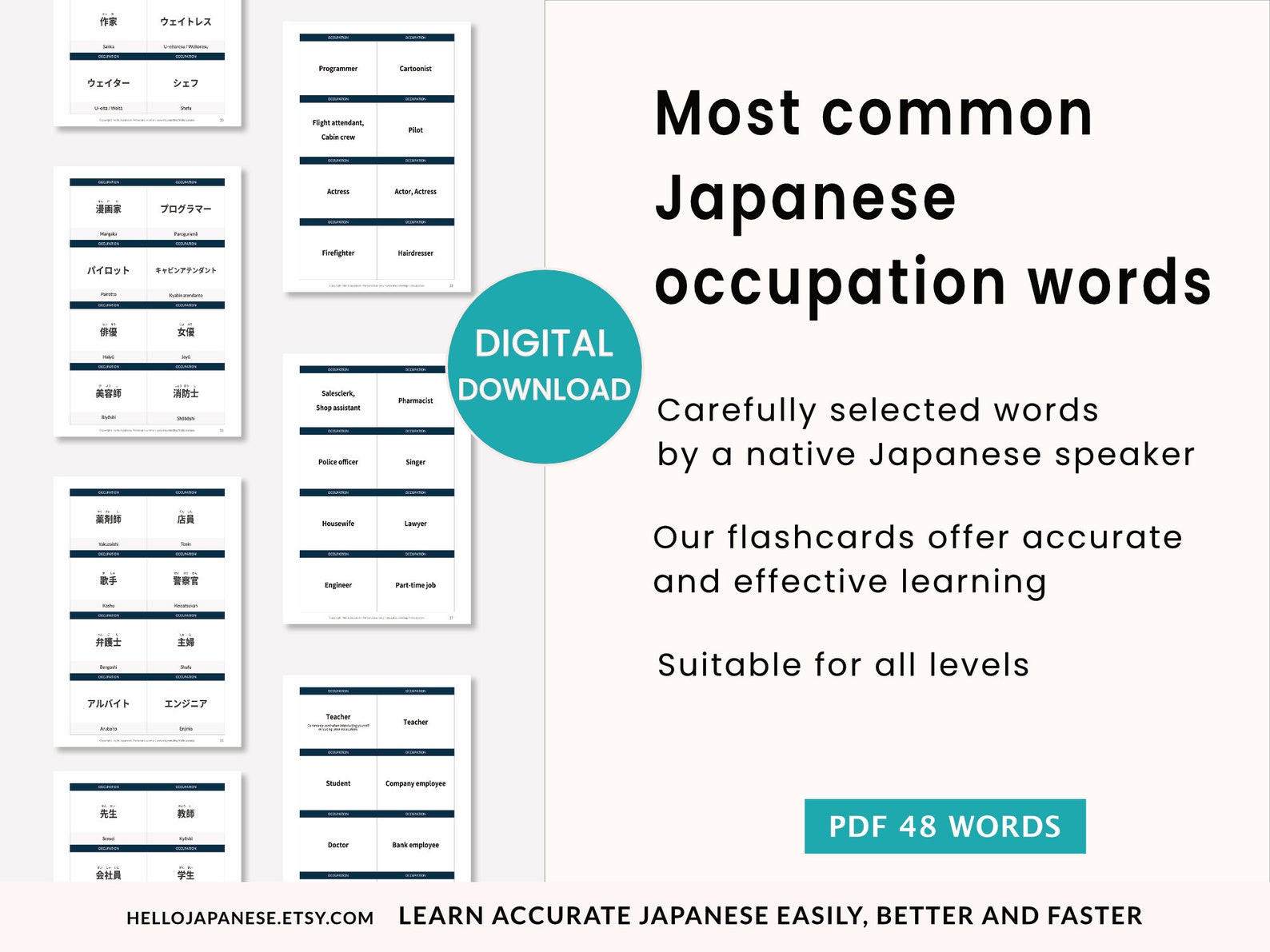 Japanese Flashcards PDF - Learn Professions & Jobs Vocabulary ...