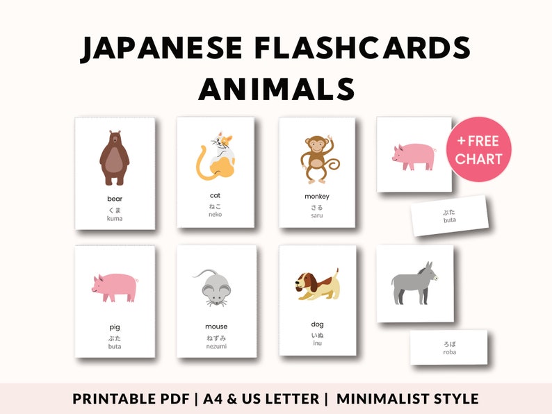 Japanese Flashcards, Animal Flashcards, Japanese Language, Printable ...