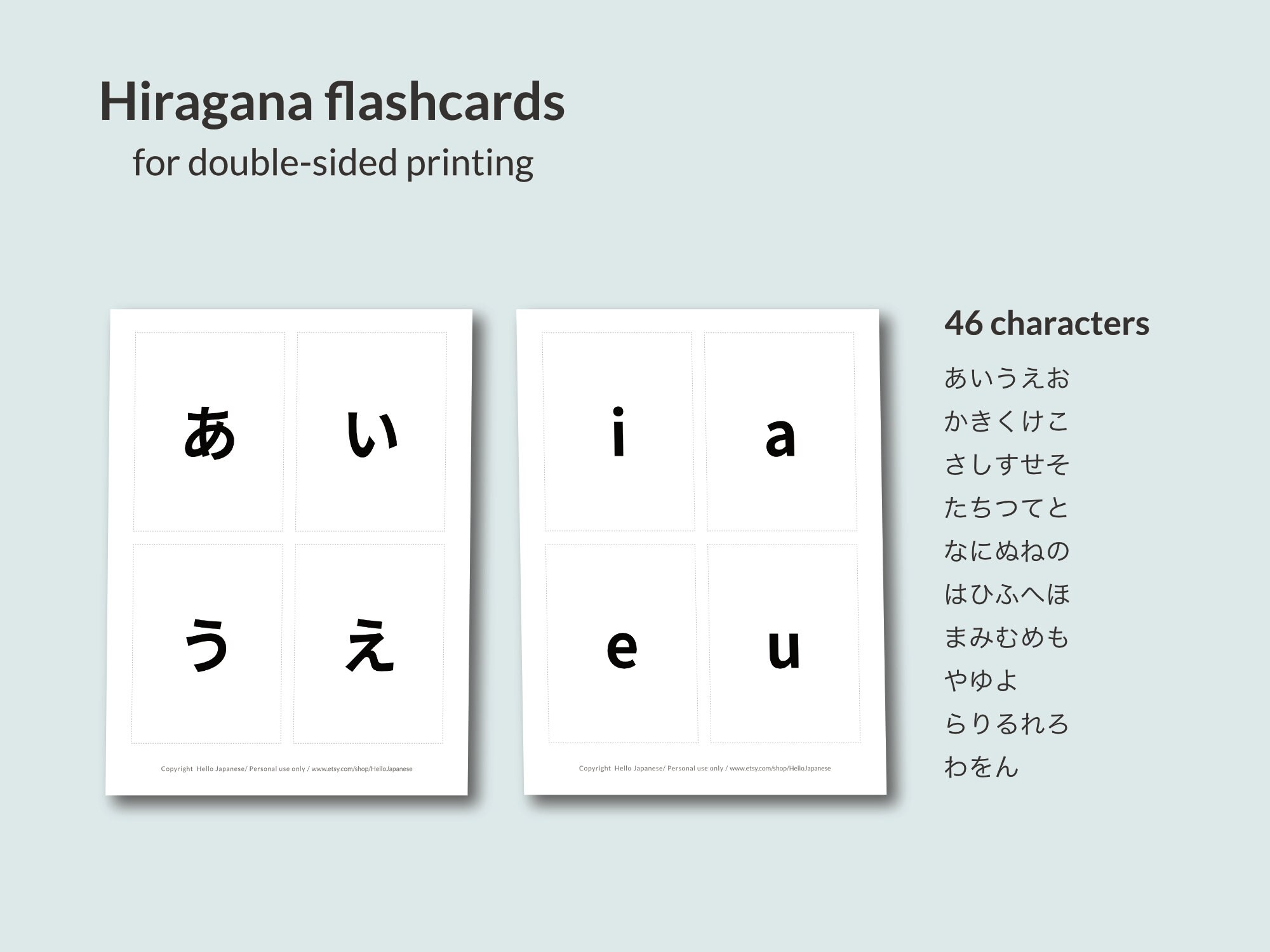 Japanese Alphabet Hiragana Flashcards for Beginner, Learn Japanese ...