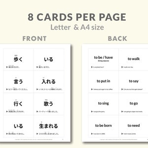 Basic Japanese Verbs Flashcards for Beginners (JLPT N5 Level) - Etsy