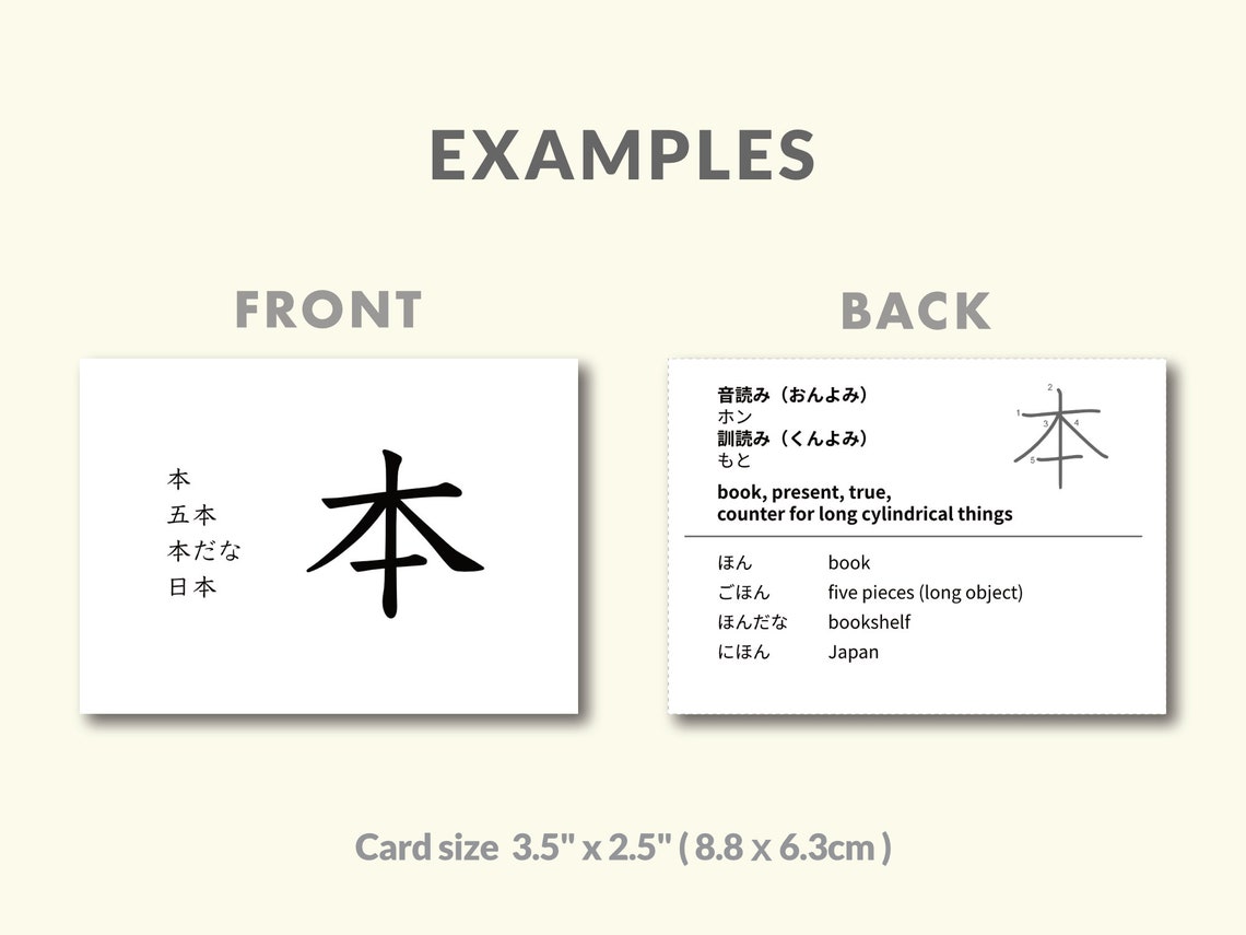 Japanese Kanji Flashcards: JLPT N5 Vocabulary (printable PDF) - Etsy