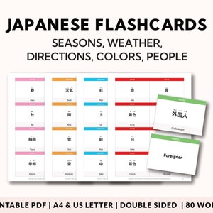 Master Japanese Vocabulary, Flashcards for Seasons, Colors, Weather ...