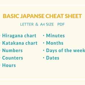 Japanese Language Learning, Reference Guide for Beginners - Etsy