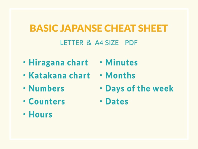 Japanese Language Learning Reference Guide for Beginners - Etsy