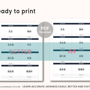 Japanese Flashcards PDF - Learn Professions & Jobs Vocabulary ...