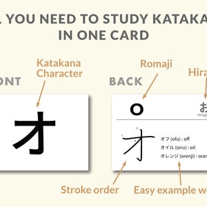 Japanese Katakana Flashcards for Beginners - Etsy