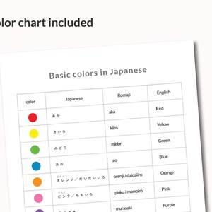 Japanese Color Flashcards, Printable Flash Cards, Learn Japanese Colour ...