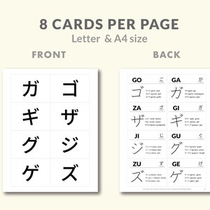 Katakana Flashcards: Additional Sounds - Dakuon & Handakuon (PDF) - Etsy