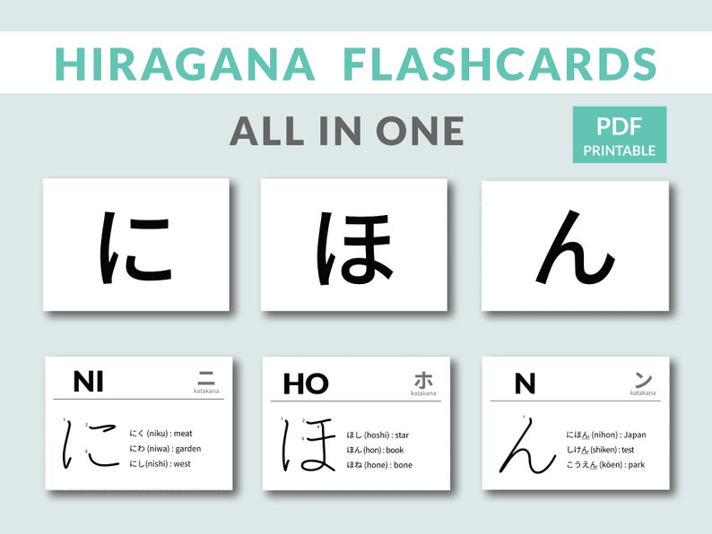 Study Japanese Language Hiragana Flashcards - Etsy