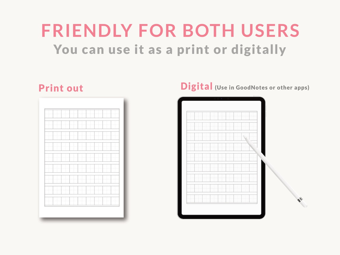 Japanese Writing Paper PDF Hiragana Katakana Kanji Practice - Etsy