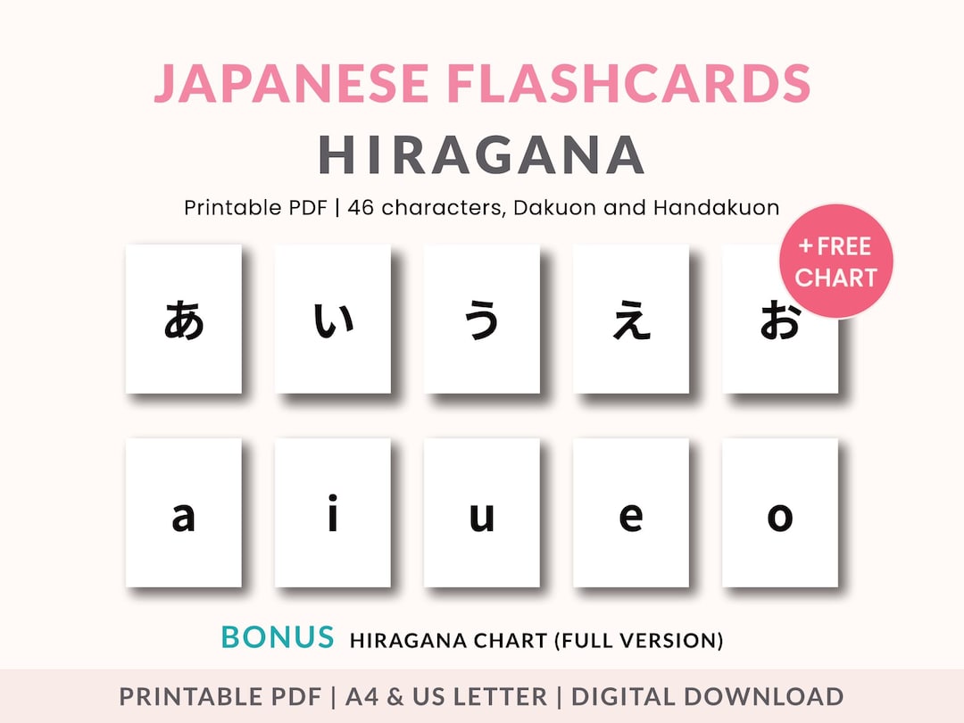 Japanese Hiragana Flashcards for Beginners (PDF) - Etsy