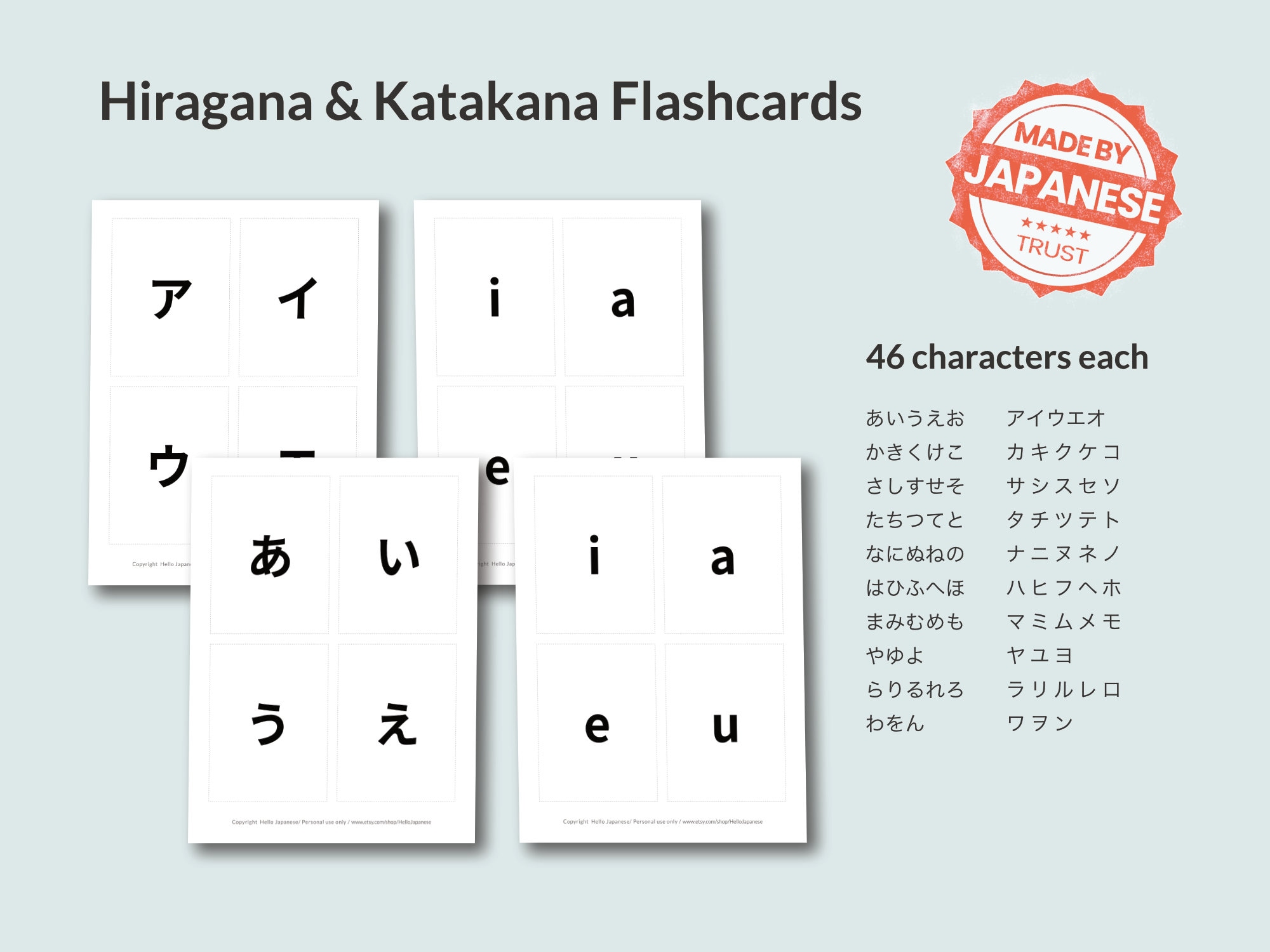 Hiragana & Katakana Flashcards - Learn Japanese Characters Easily! - Etsy