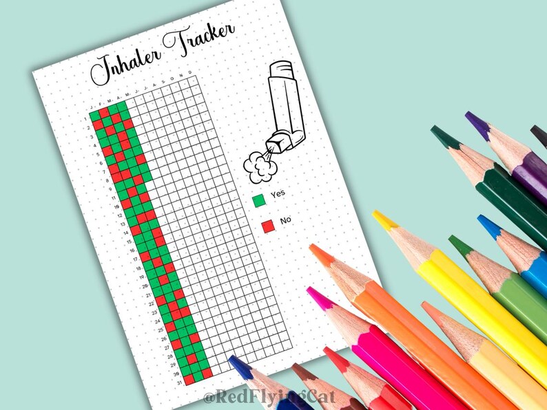 Inhaler Tracker Printable Asthma Journal Page Health & Medication ...