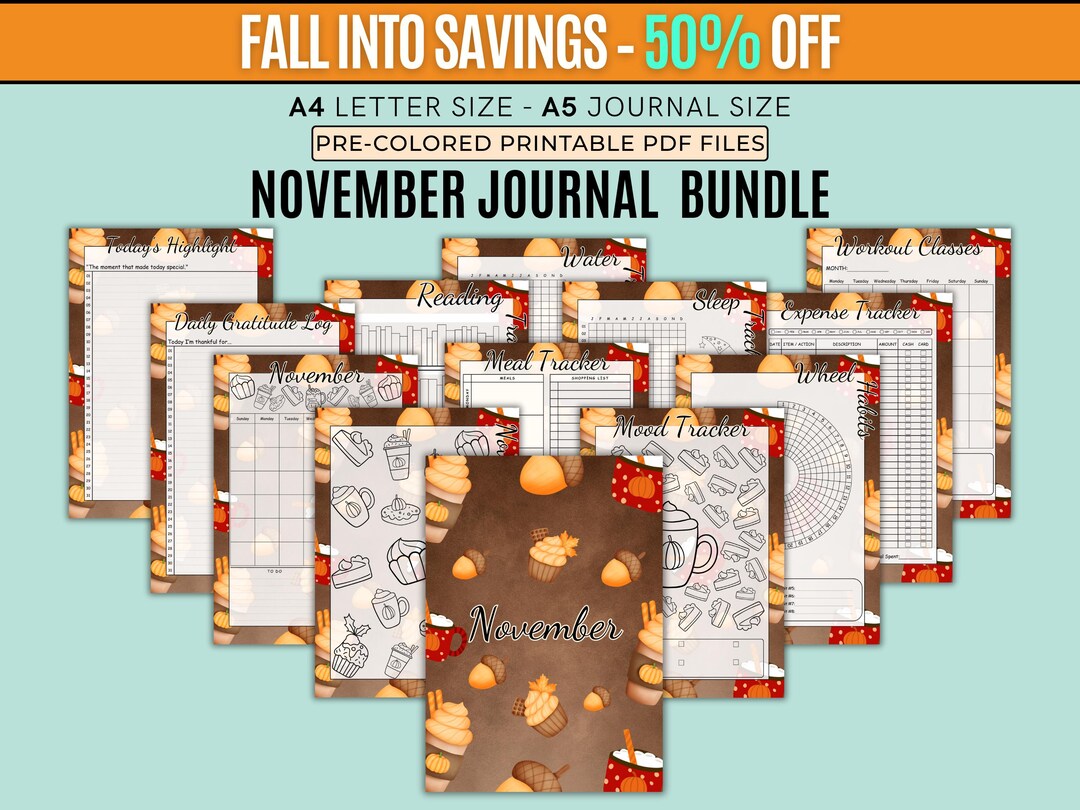 November Journal Colorful | PRINTABLE Journal Pages - Planner and ...