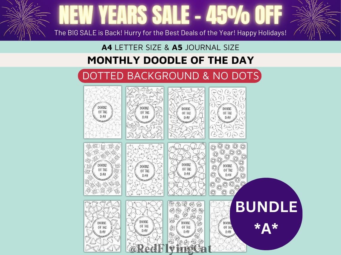 Doodle of the Day Bundle A: Printable Journal Planner Pages. Fun ...