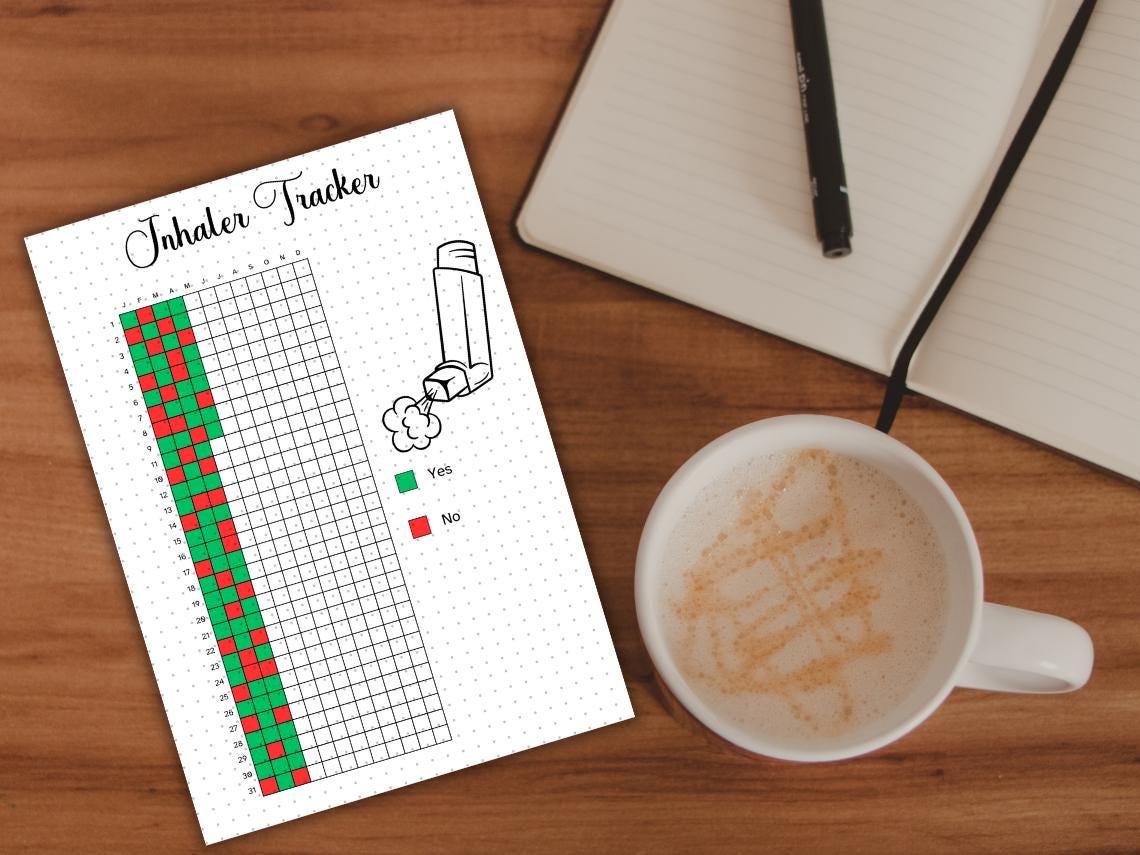 Inhaler Tracker Printable Asthma Journal Page Health & Medication ...