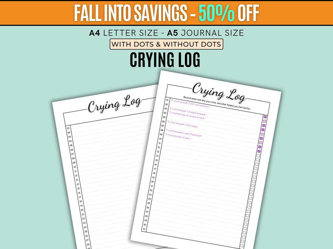 Crying Log Printable | Baby & Toddler Tracker, Emotion Tracker, Daily ...
