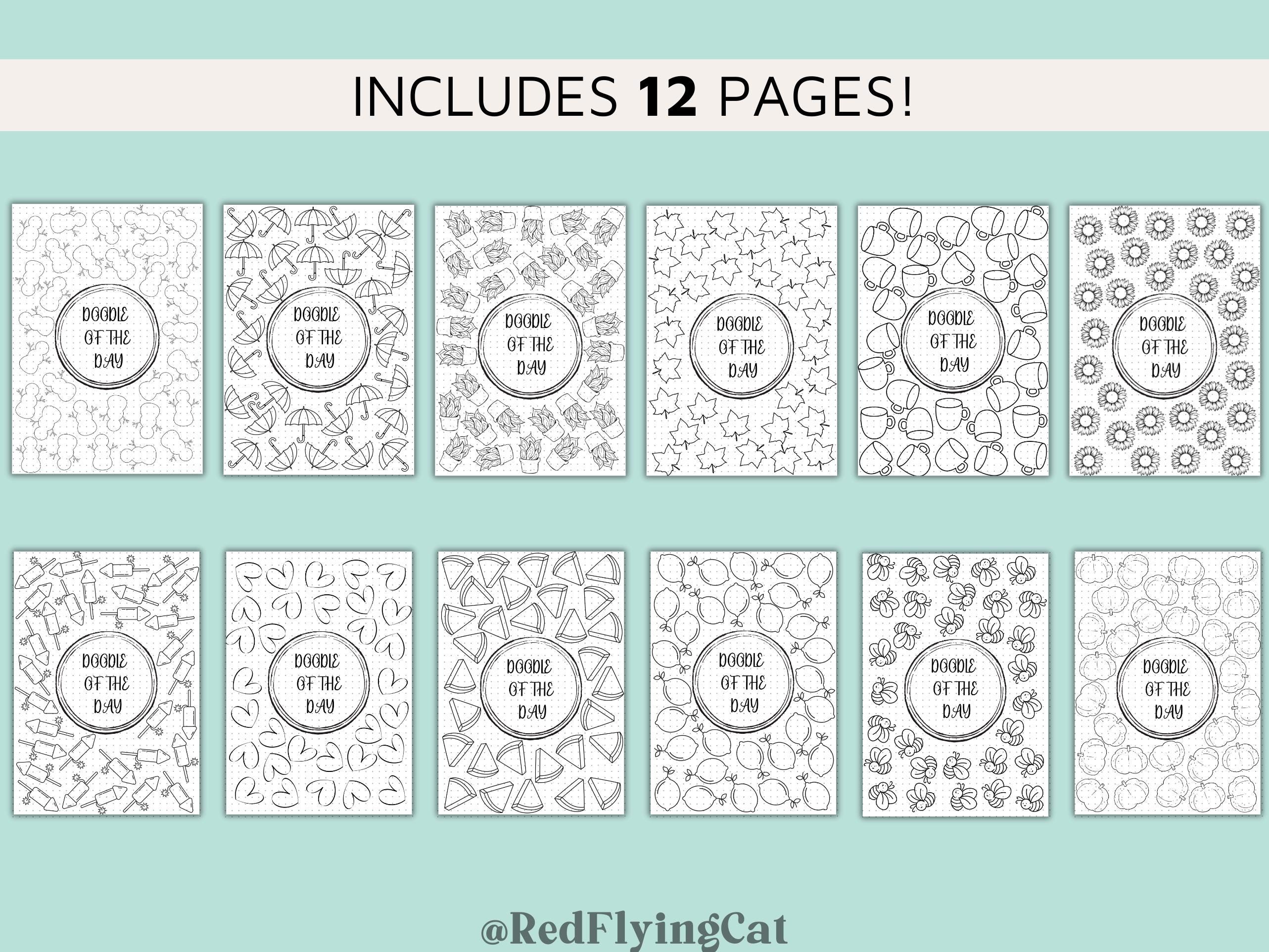 Doodle of the Day Bundle A: Printable Journal Planner Pages. Fun ...