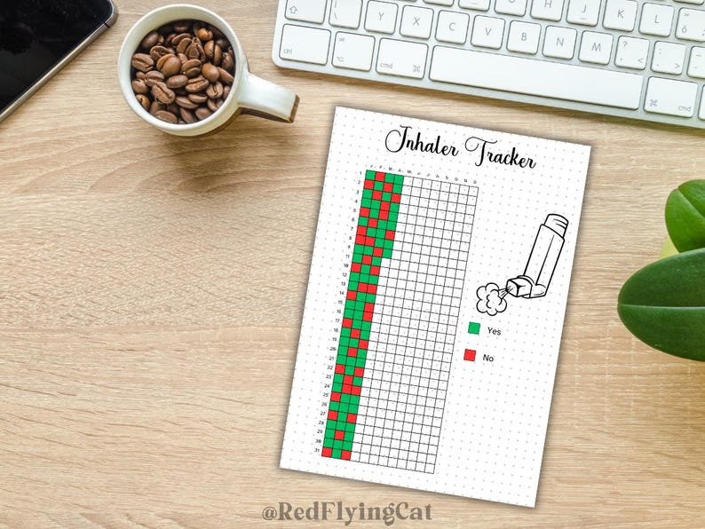 Inhaler Tracker Printable Asthma Journal Page Health & Medication ...