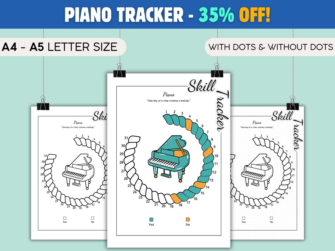 Piano Tracker | Printable Music Practice Log for Daily Piano Lessons ...