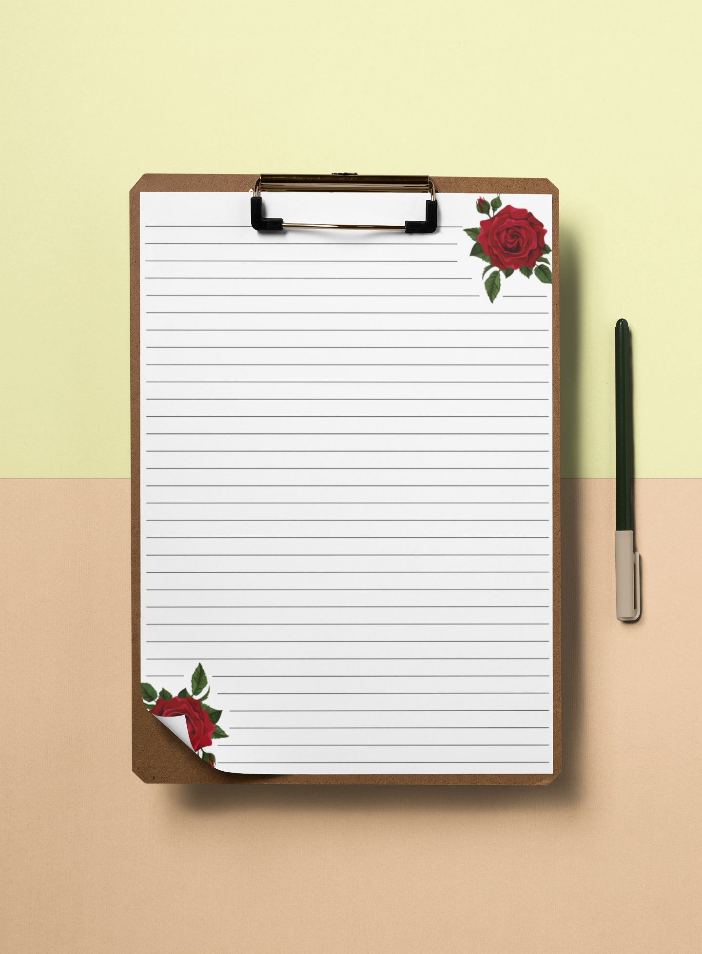 Digital Download, Printable Red Rose Writing Paper. Stunning Vibrant ...