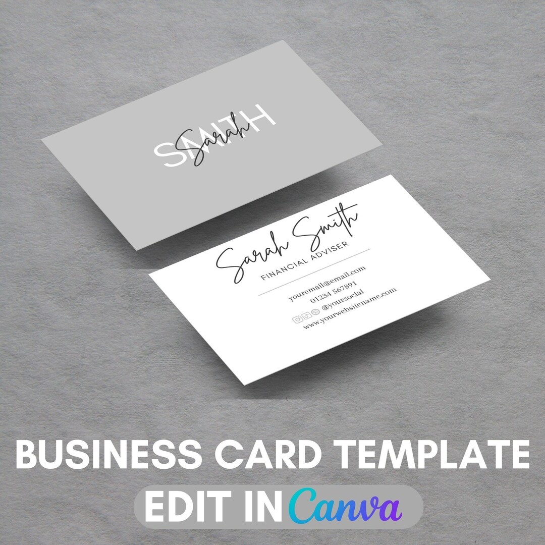 Editable Business Card Template, Digital Download, Simple Business Card ...