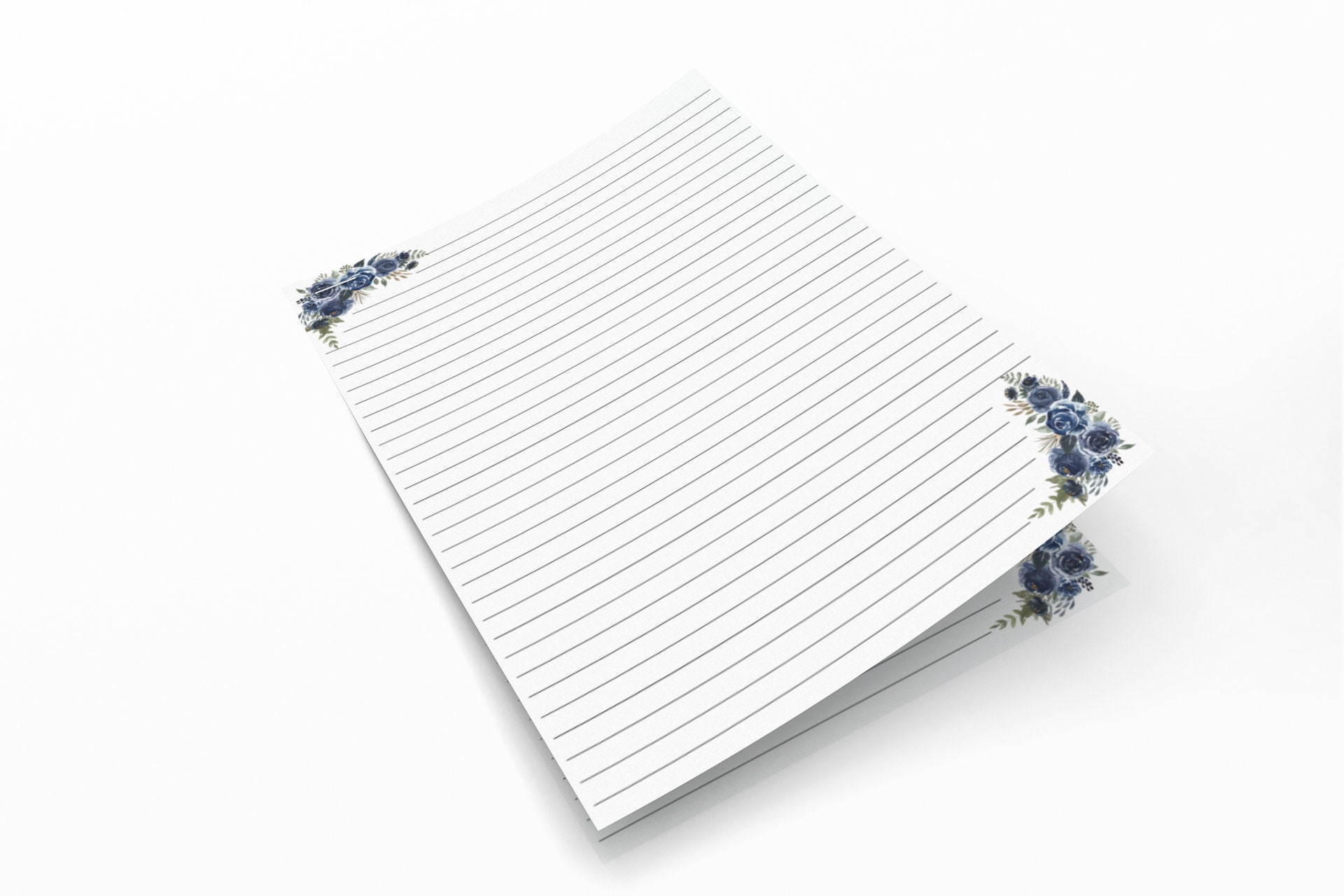Digital Download, Printable Blue Flower Writing Paper. - Etsy